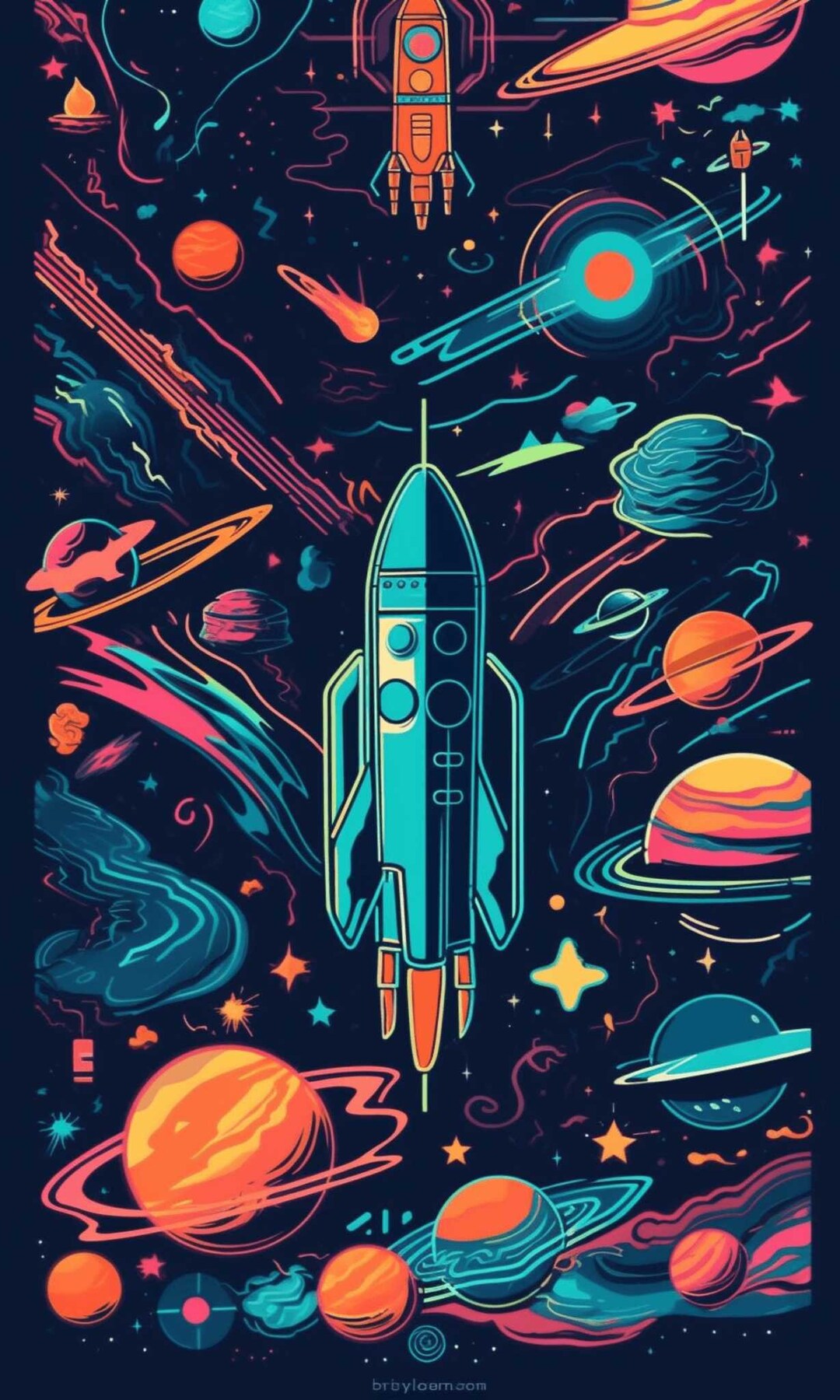 Cosmic Explorer Neon Colored Poster Art Print Multiple Sizes High ...