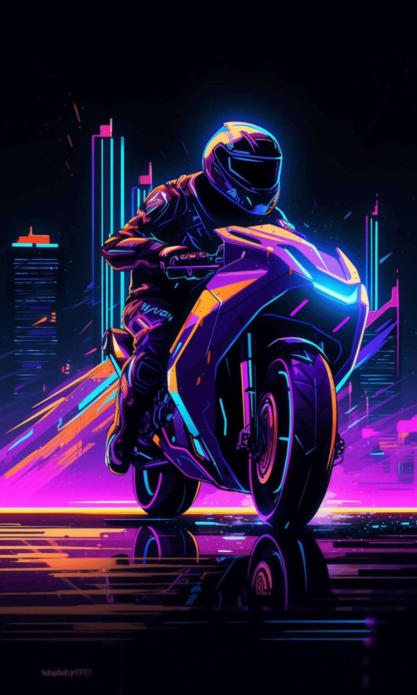 Electric Moto Racer| Neon Colored Poster Art Print | Multiple Sizes ...
