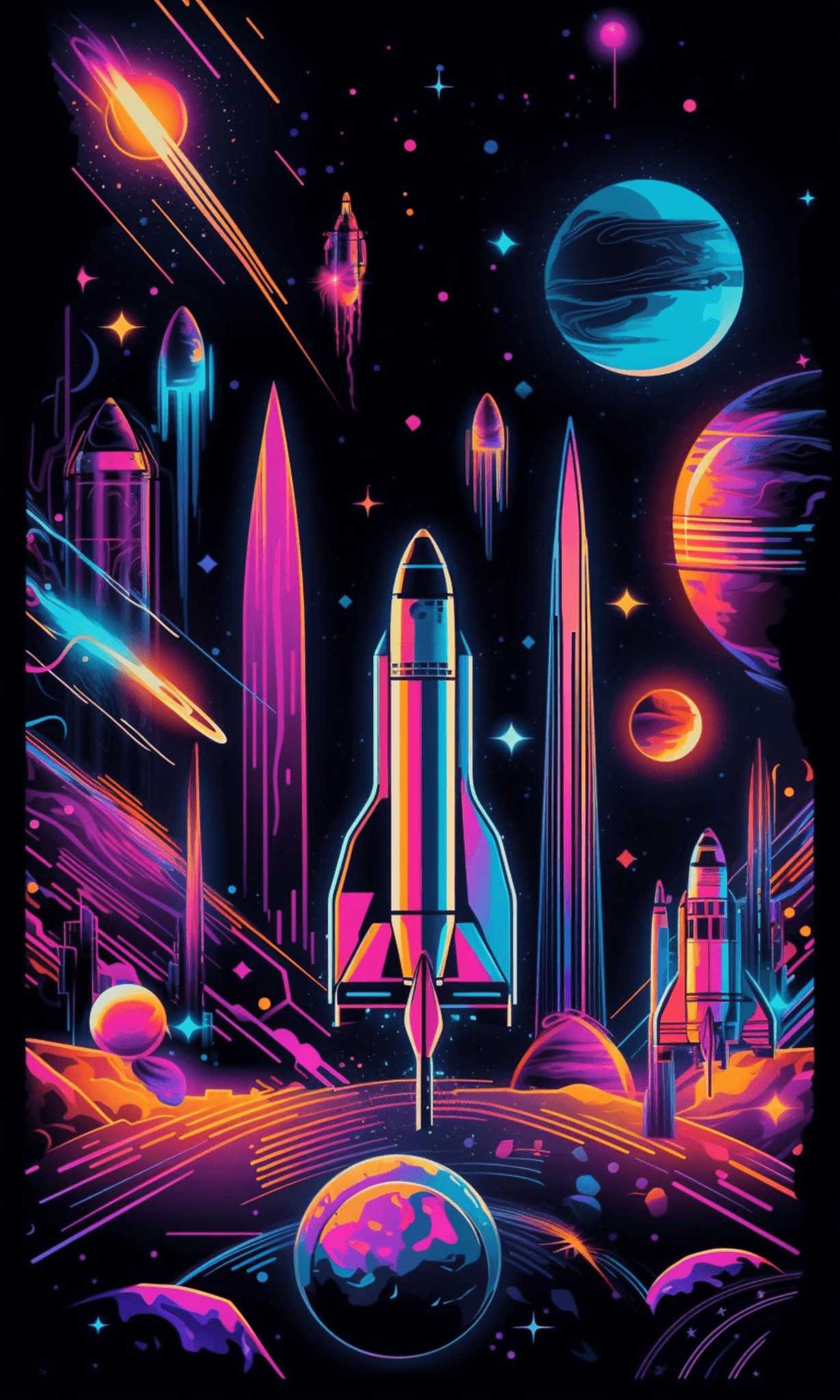 Cosmic Dreams| Neon Colored Poster Art Print | Multiple Sizes | High ...