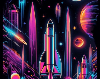 Electric Moto Racer Neon Colored Poster Art Print Multiple Sizes High ...