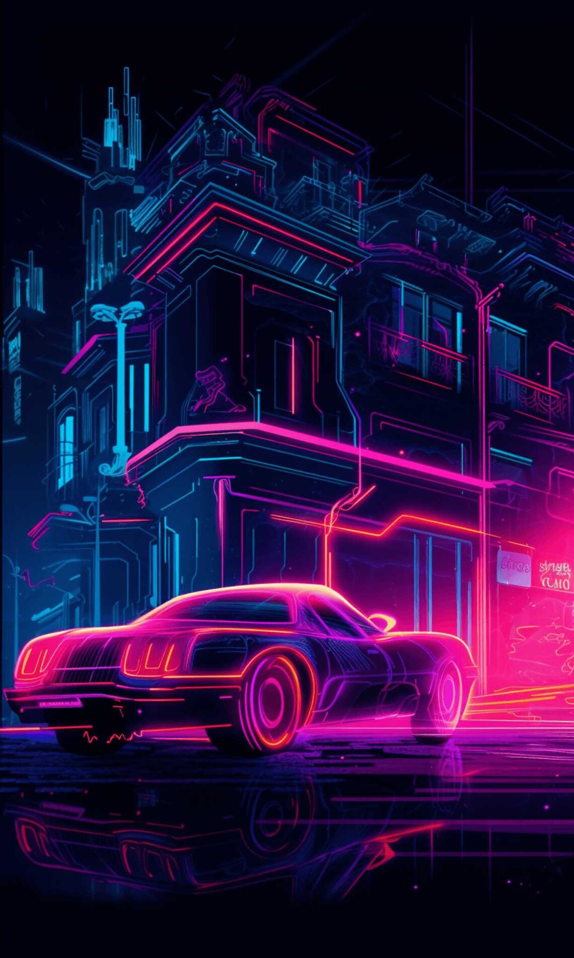 Neon Night Cruiser| Neon Colored Poster Art Print | Multiple Sizes ...