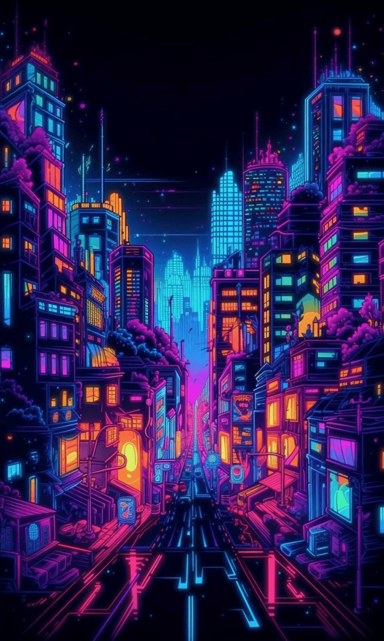 Future Metropolis| Neon Colored Poster Art Print | Multiple Sizes ...