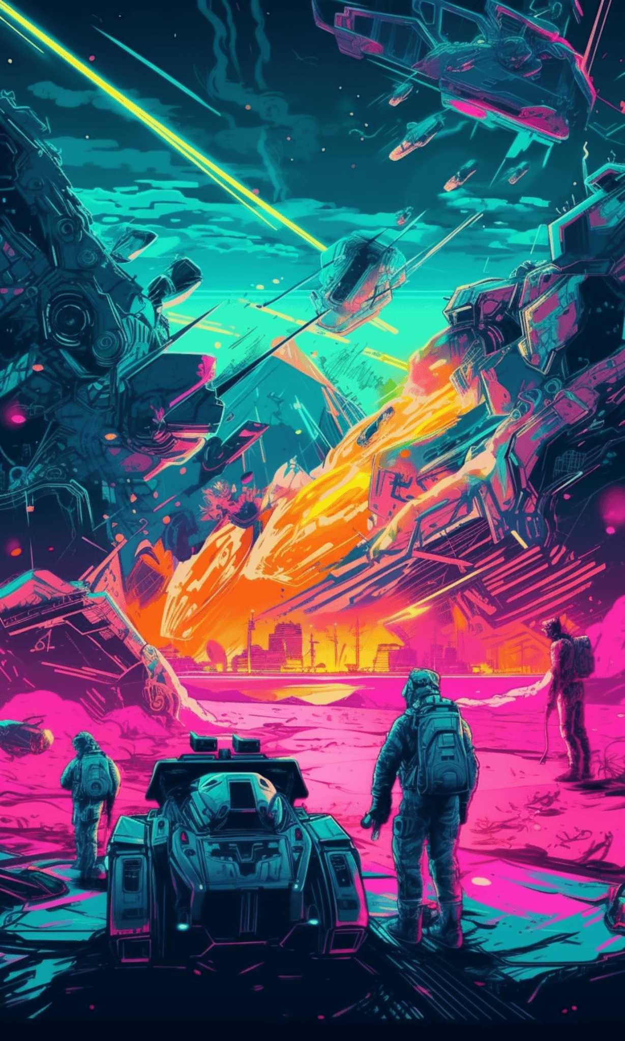 Neon Warzone| Neon Colored Poster Art Print | Multiple Sizes | High ...