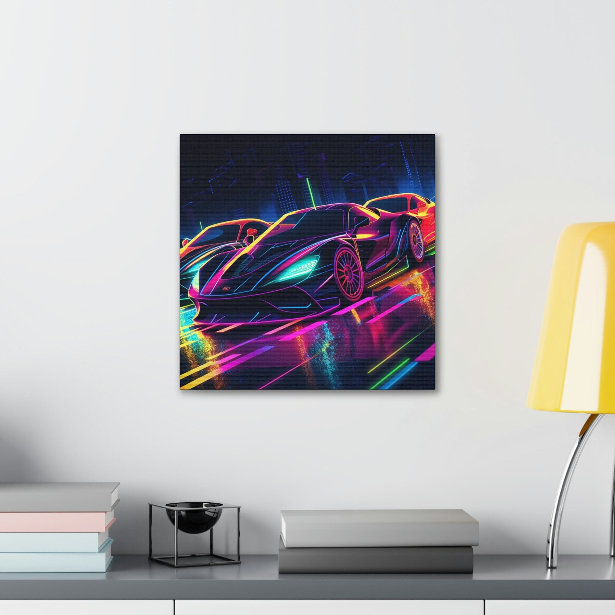 Neon Rush Hour | Neon Colored Canvas Art | Multiple Sizes | Ready to ...