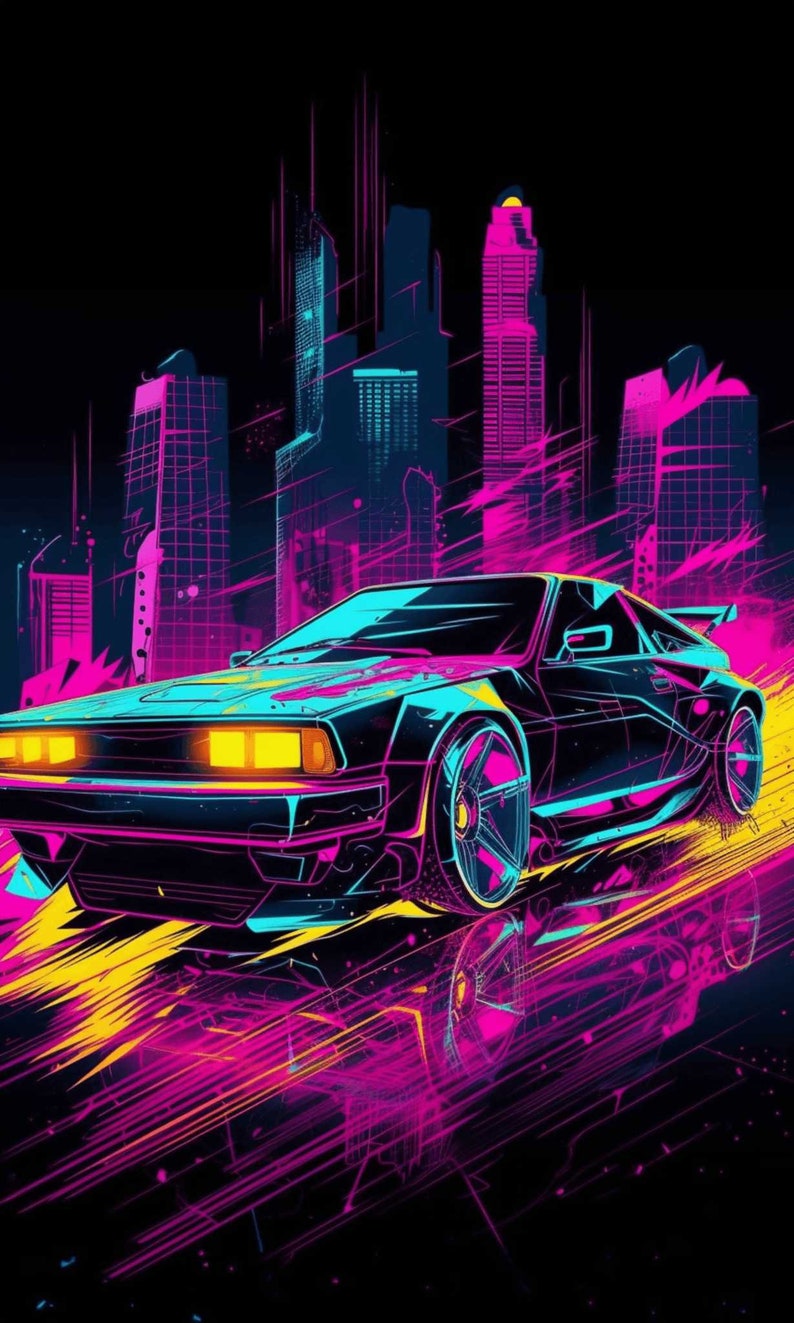 Neon City Racer| Neon Colored Poster Art Print | Multiple Sizes | High ...