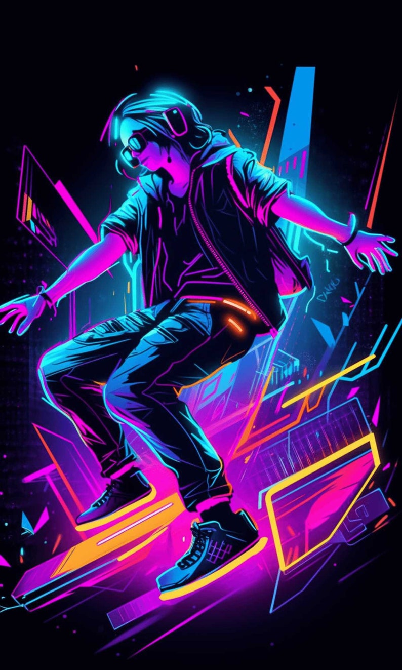 Neon Rave| Neon Colored Poster Art Print | Multiple Sizes | High ...