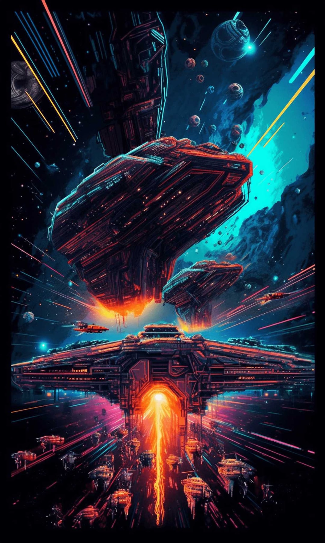 Galactic Voyage| Neon Colored Poster Art Print | Multiple Sizes | High ...