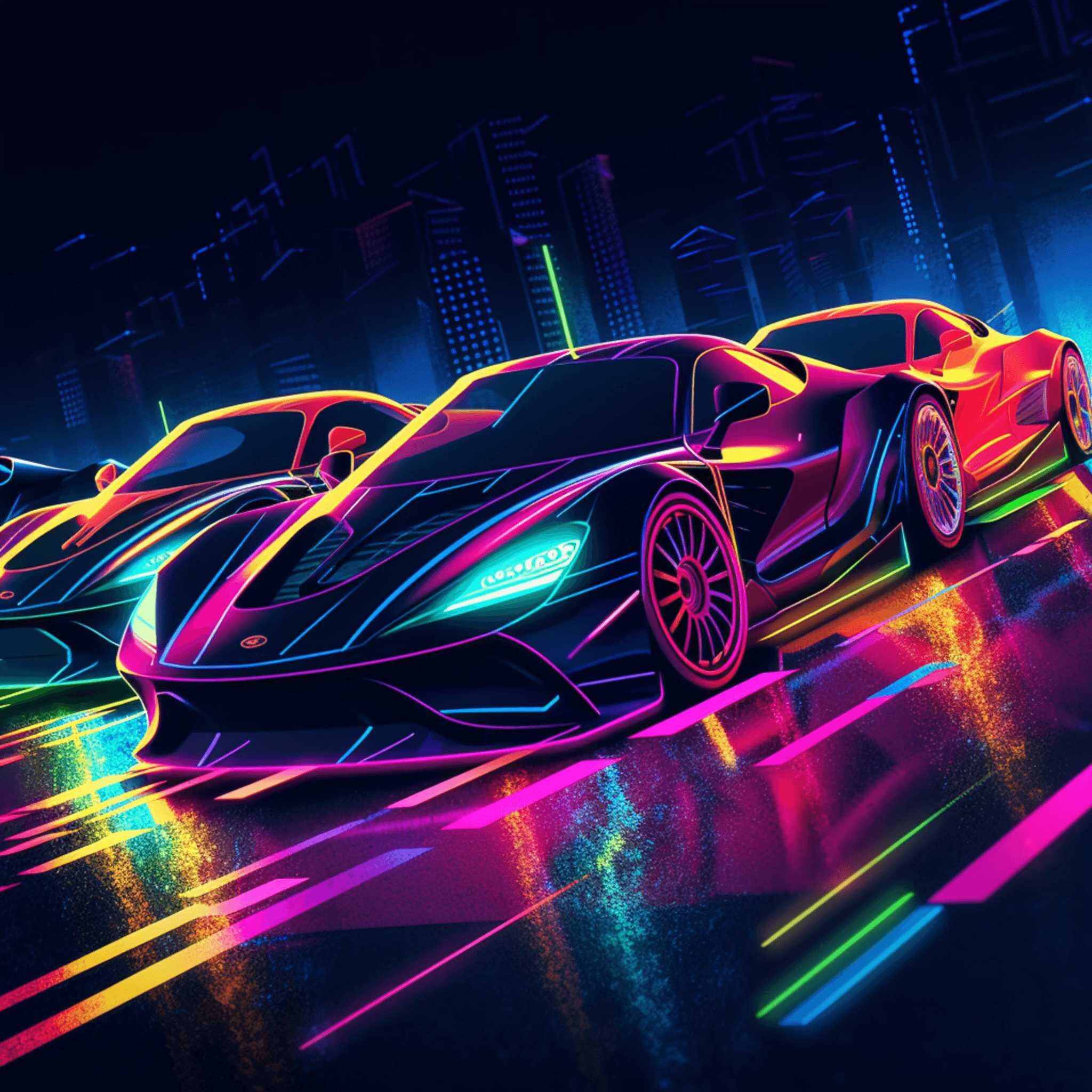 Neon Rush Hour | Neon Colored Canvas Art | Multiple Sizes | Ready to ...