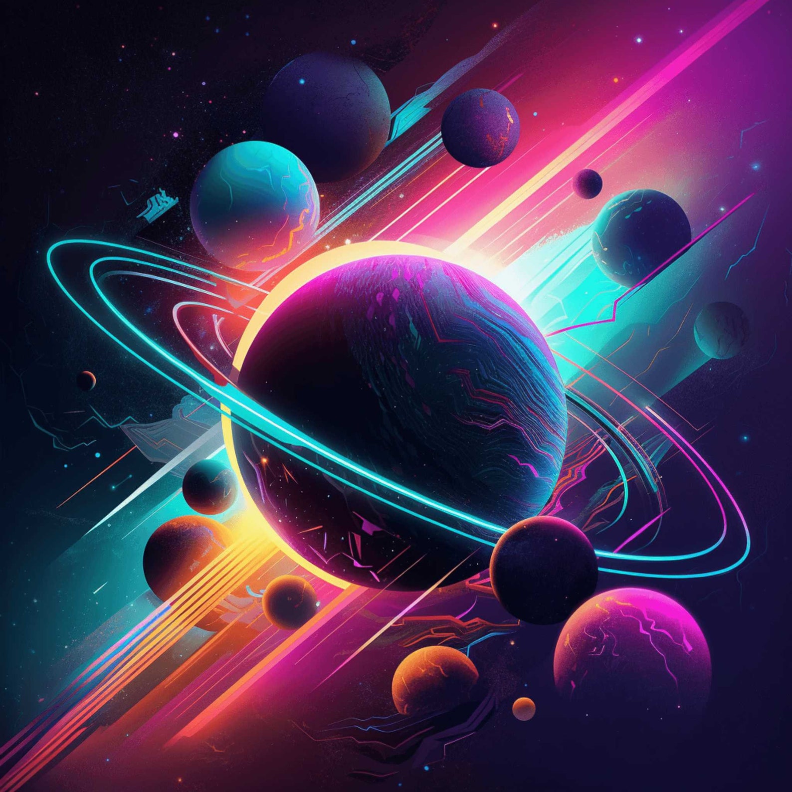 Neon Nebula | Neon Colored Canvas Art | Multiple Sizes | Ready to Hang ...