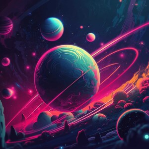 Galactic Glow | Neon Colored Canvas Art | Multiple Sizes | Ready to ...