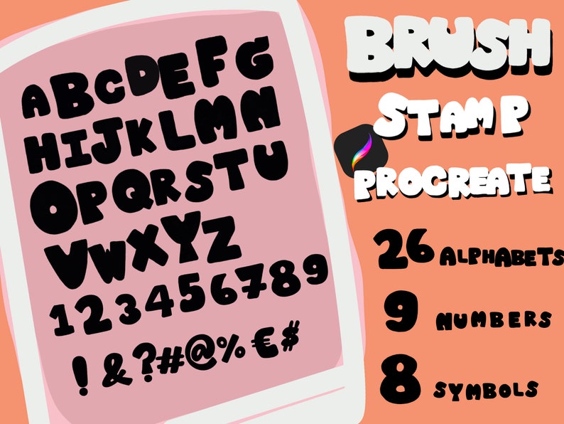 Chubby Alphabet Number Stamp Brushes for Procreate (digital Download ...