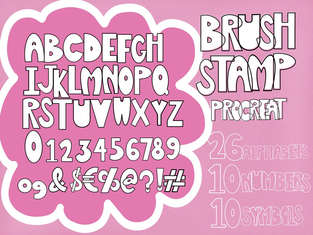 Procreate Alphabets Stamp,procreate Alphabet Brushset, Number Procreate ...