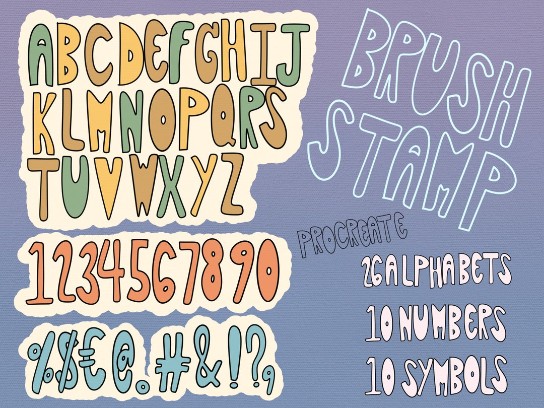 Procreate Skinny Alphabets Stamp, Skinny Number Procreate Stamps ...