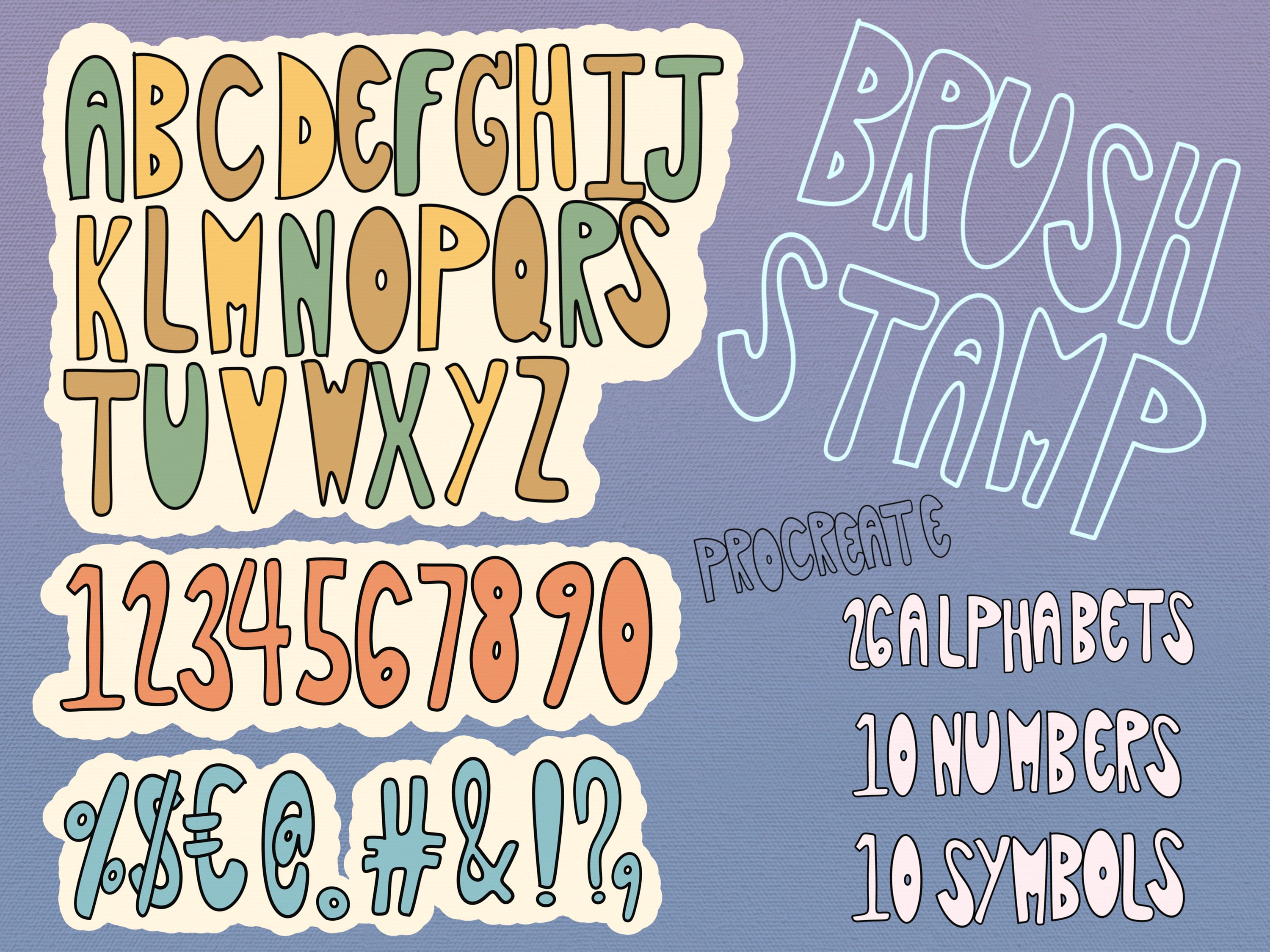 Procreate Skinny Alphabets Stamp, Skinny Number Procreate Stamps ...
