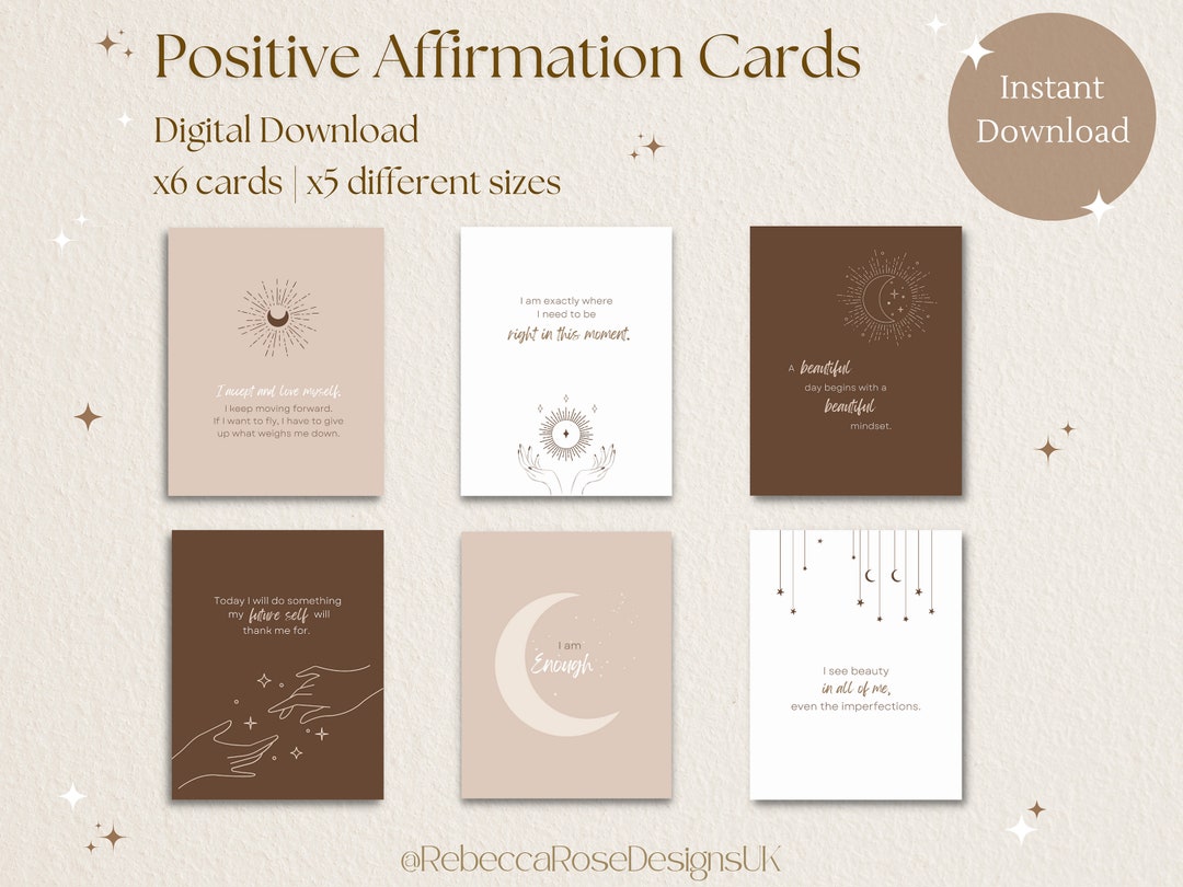 Digital Positive Affirmation Cards Printable Download, Wellbeing Cards ...