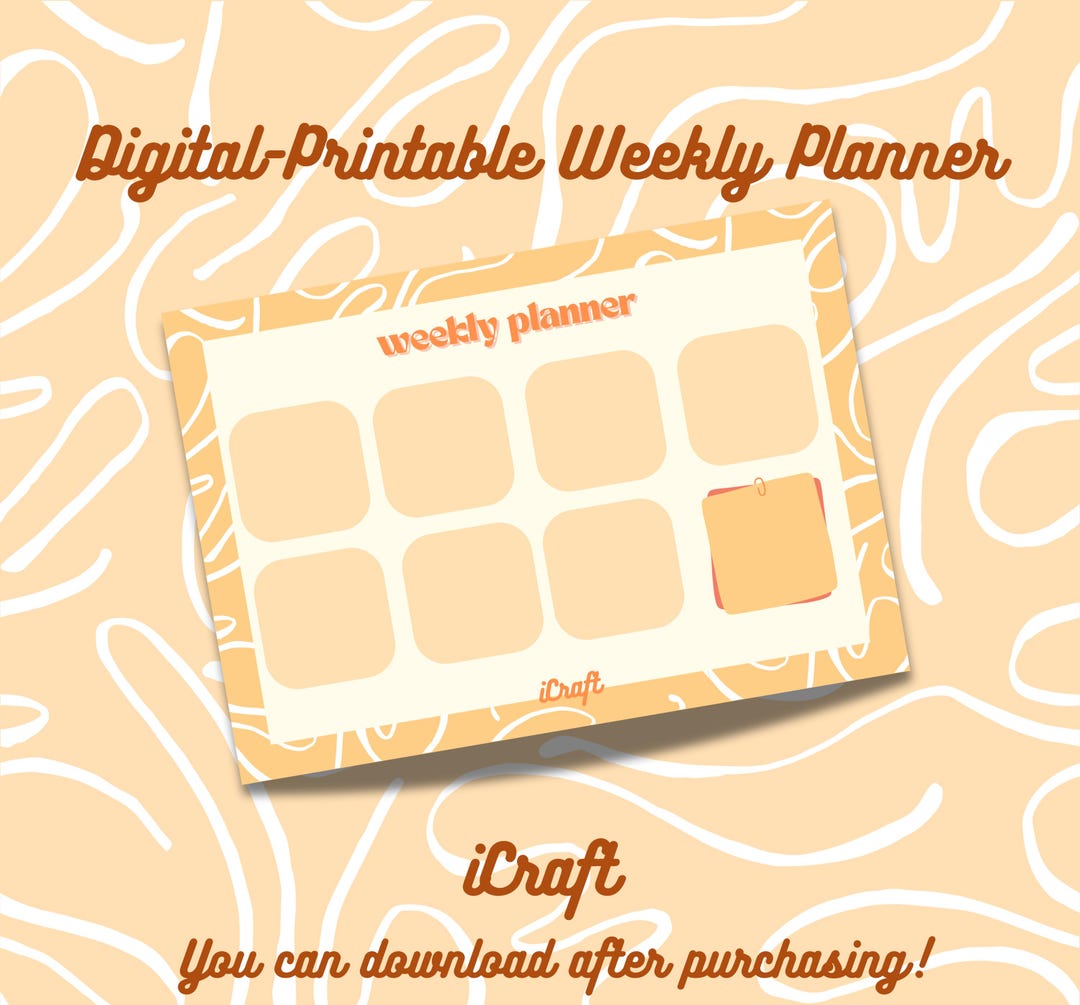 Printable Orange Theme Weekly Planner Sheet - Desk Calendar Sheet - Etsy