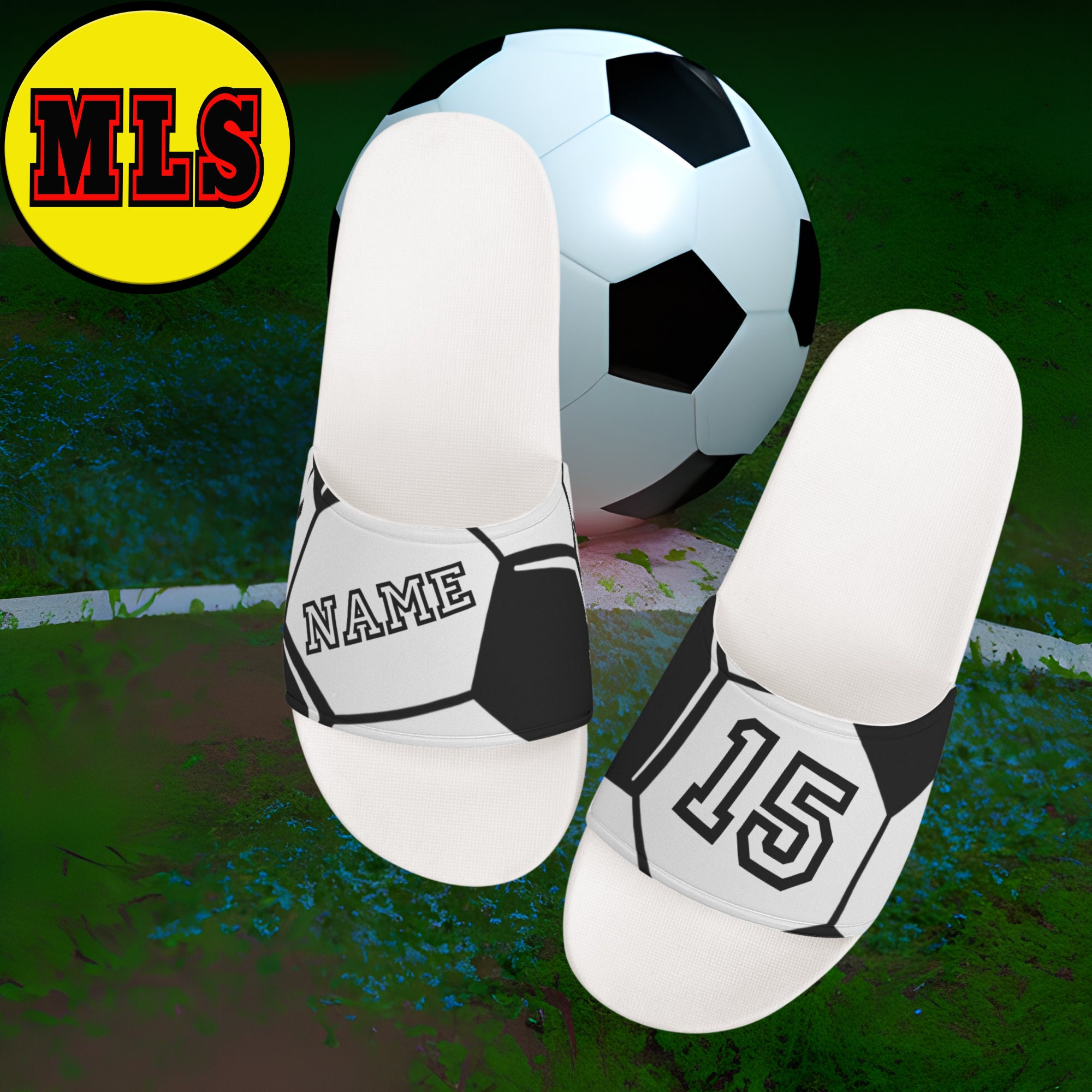 Custom Soccer Slides Flip Flops Sandals, Personalized Soccer Sandals ...