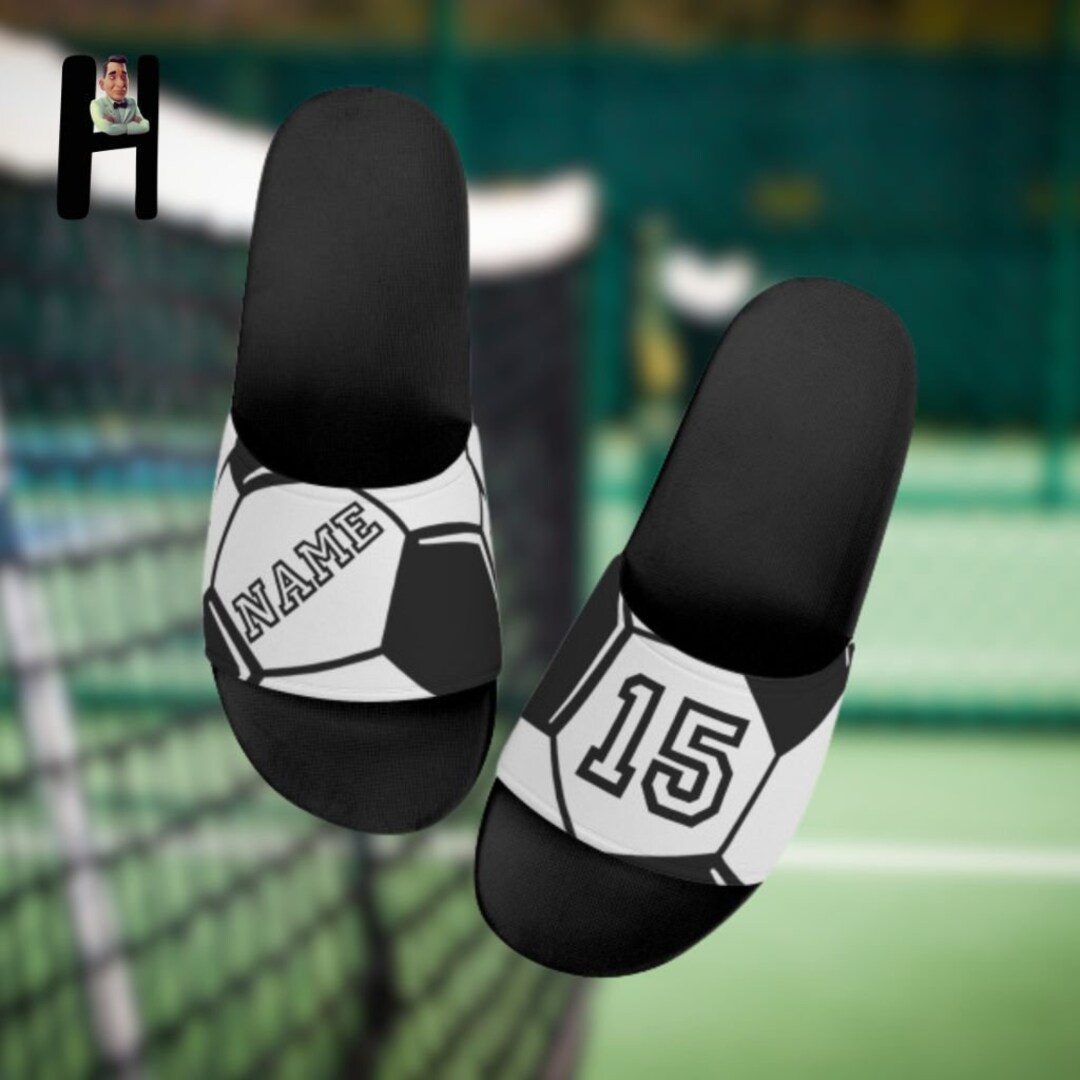 Custom Soccer Slides Flip Flops Sandals Womens, Personalized Youth ...