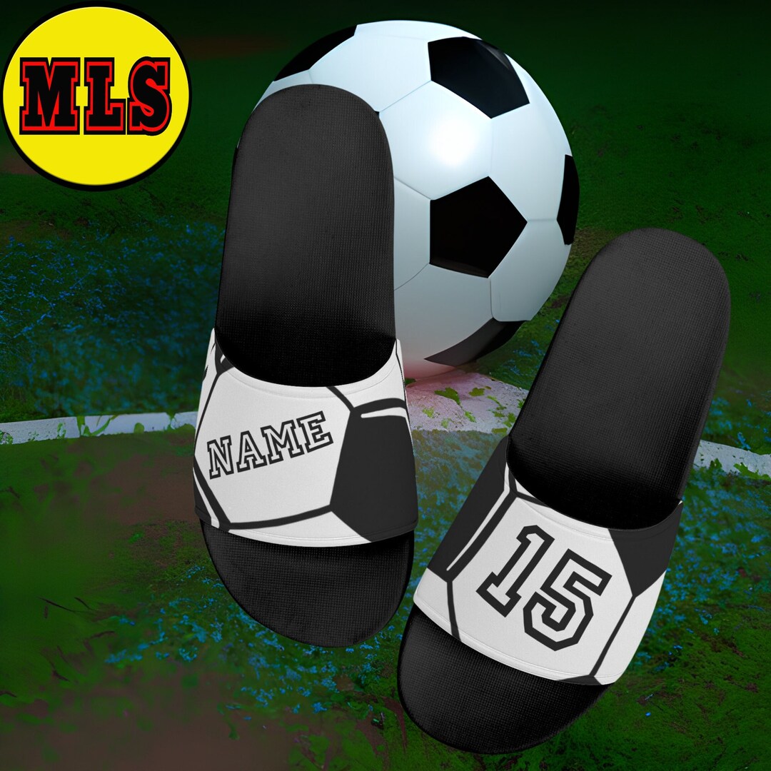 Custom Soccer Slides Flip Flops Sandals, Personalized Soccer Sandals ...