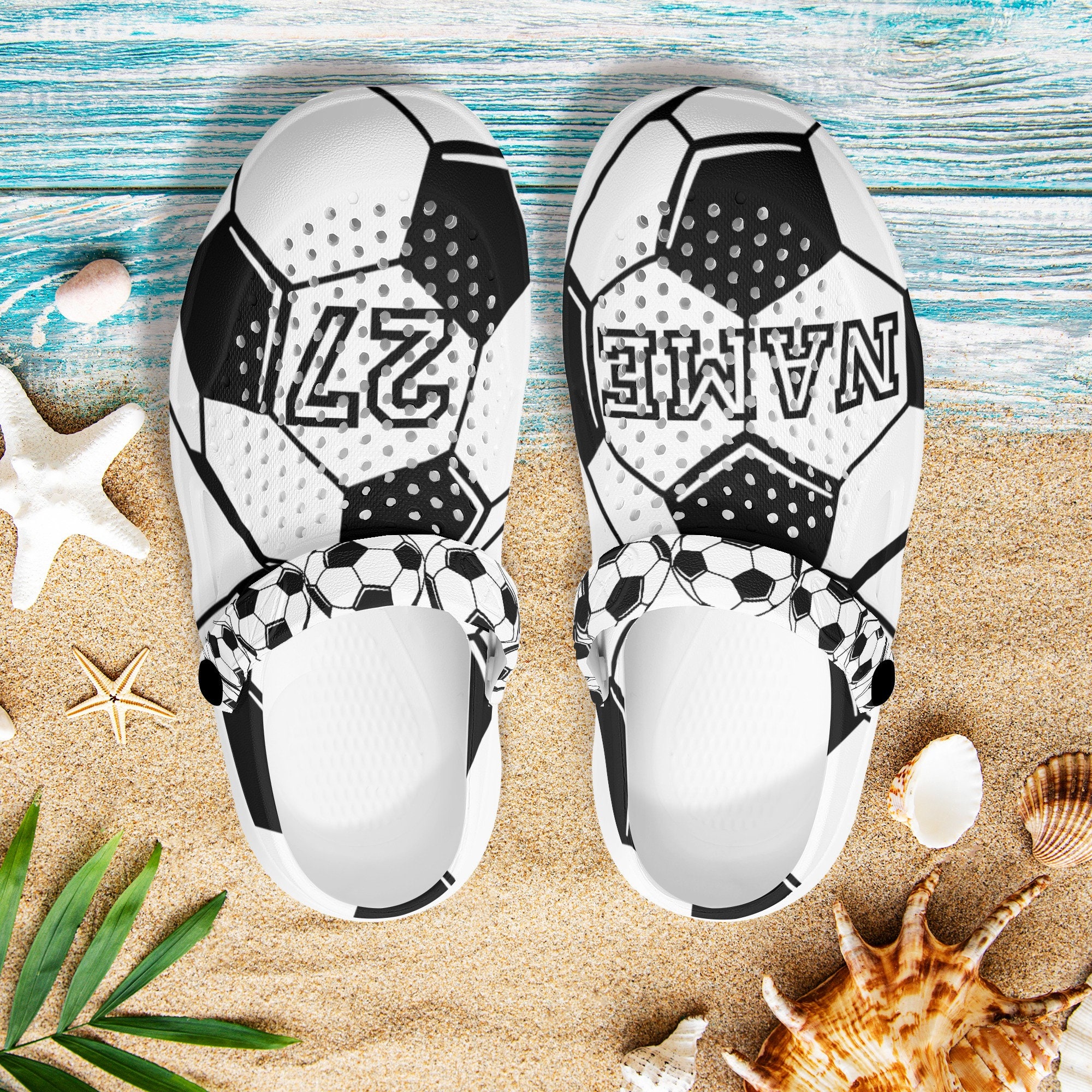 Custom Men's Soccer Clogs, Personalized Sports Themed Mules, Croc ...