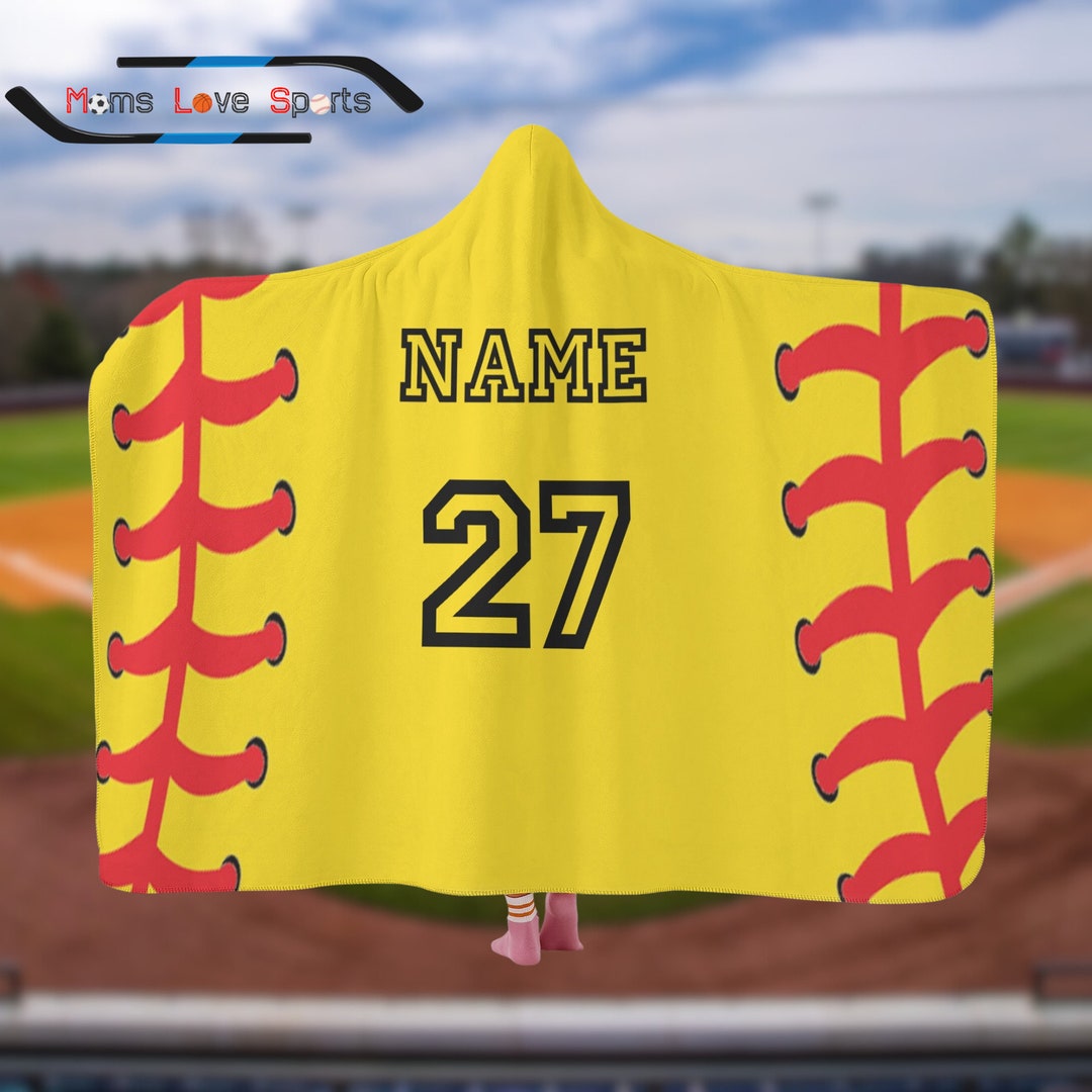 Personalized Customized Softball Hooded Blanket, Softball Blanket ...
