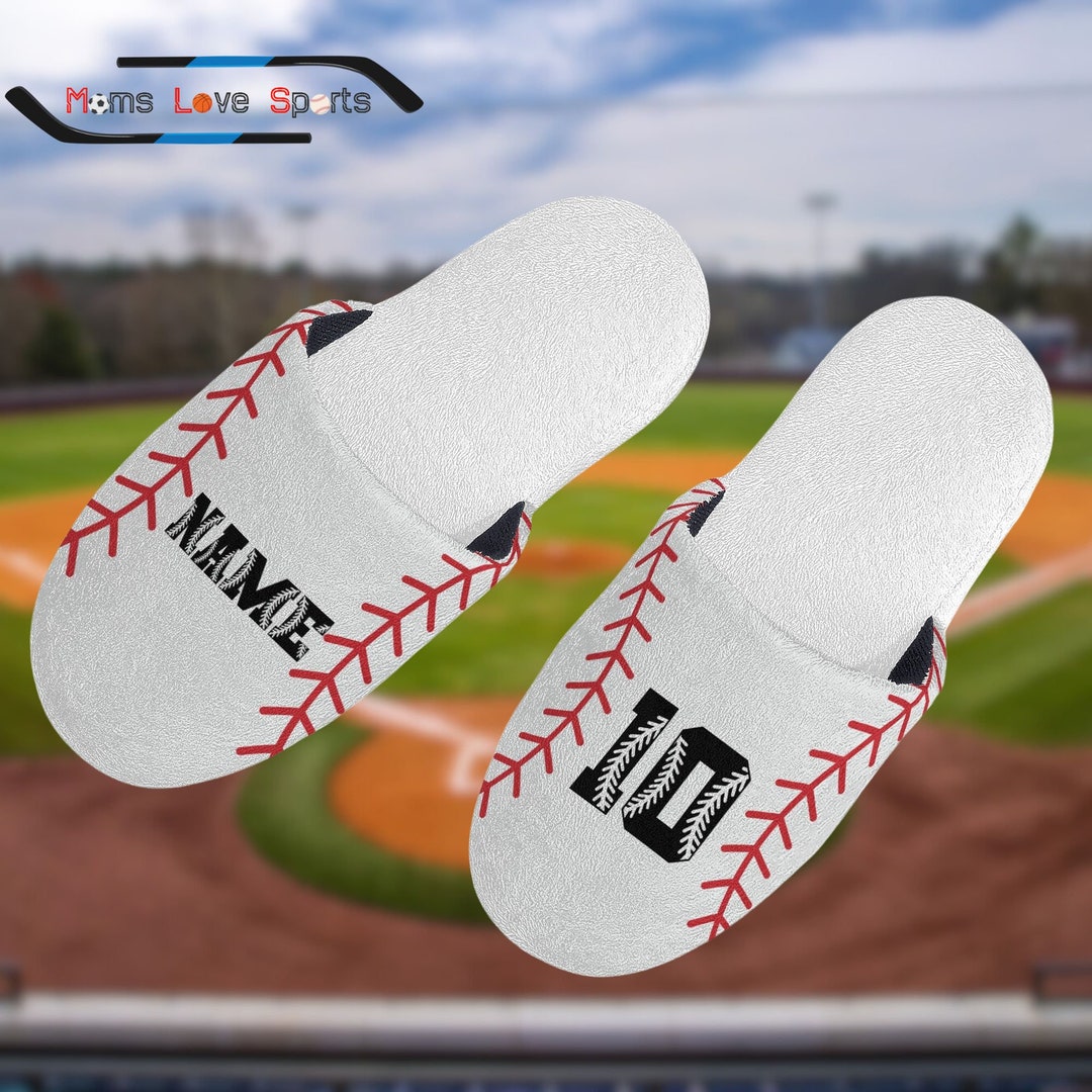 Personalize Customize Baseball Mens Slippers, Fastpitch Baseball ...