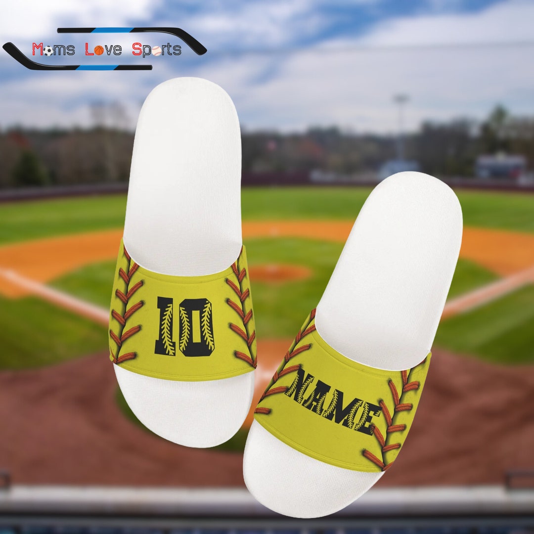 Personalized Softball Slides, Custom Sports Sandals, Gift for Softball ...