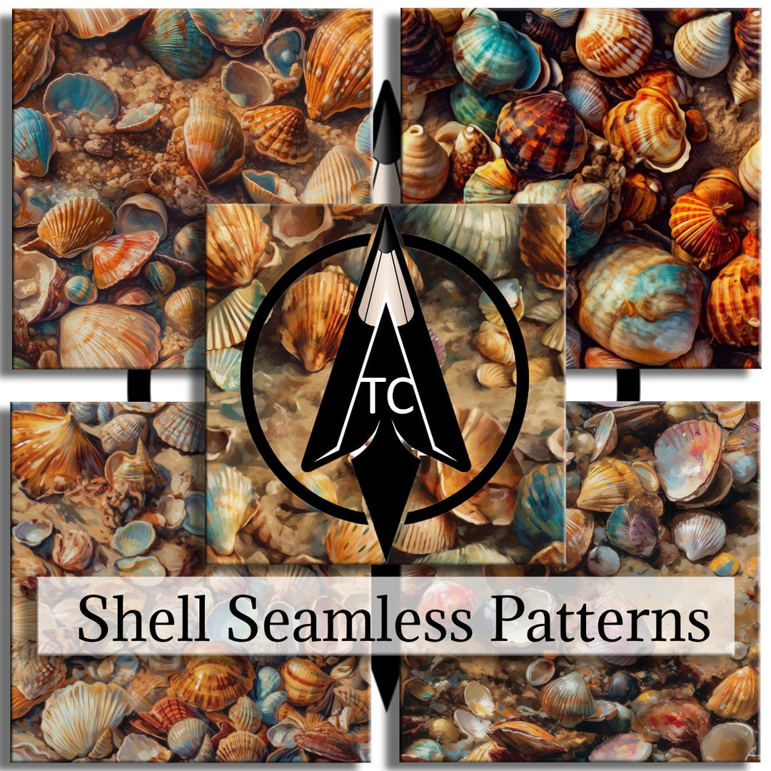 Watercolour Shell Seamless Patterns, Seamless Patterns, Shells Repeat ...