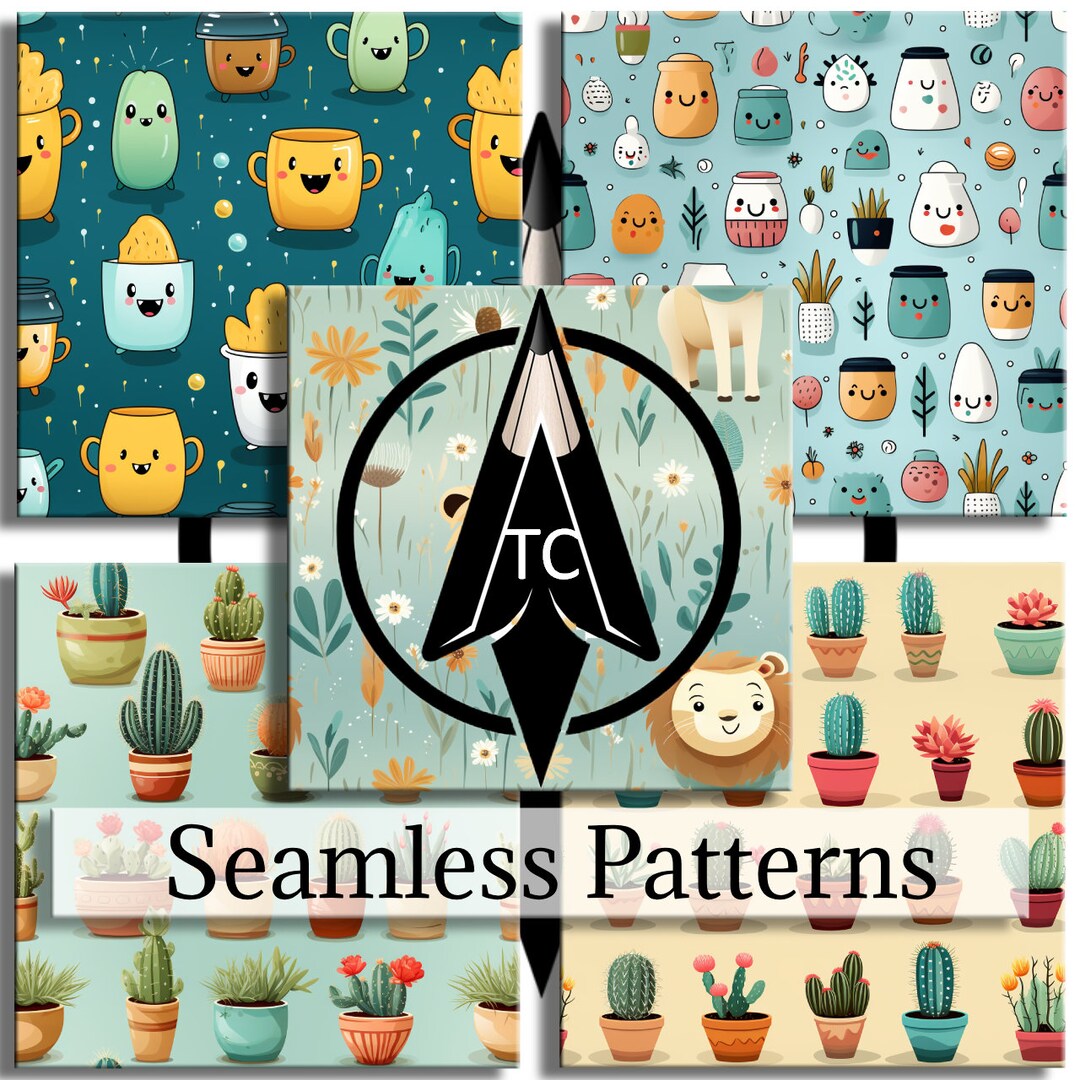 Seamless Patterns, Cute Seamless Patterns, Cartoon Repeat Patterns ...