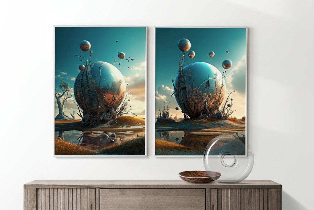 Surrealism Print, Surreal Spheres Print, Surrealist Print, Portrait ...