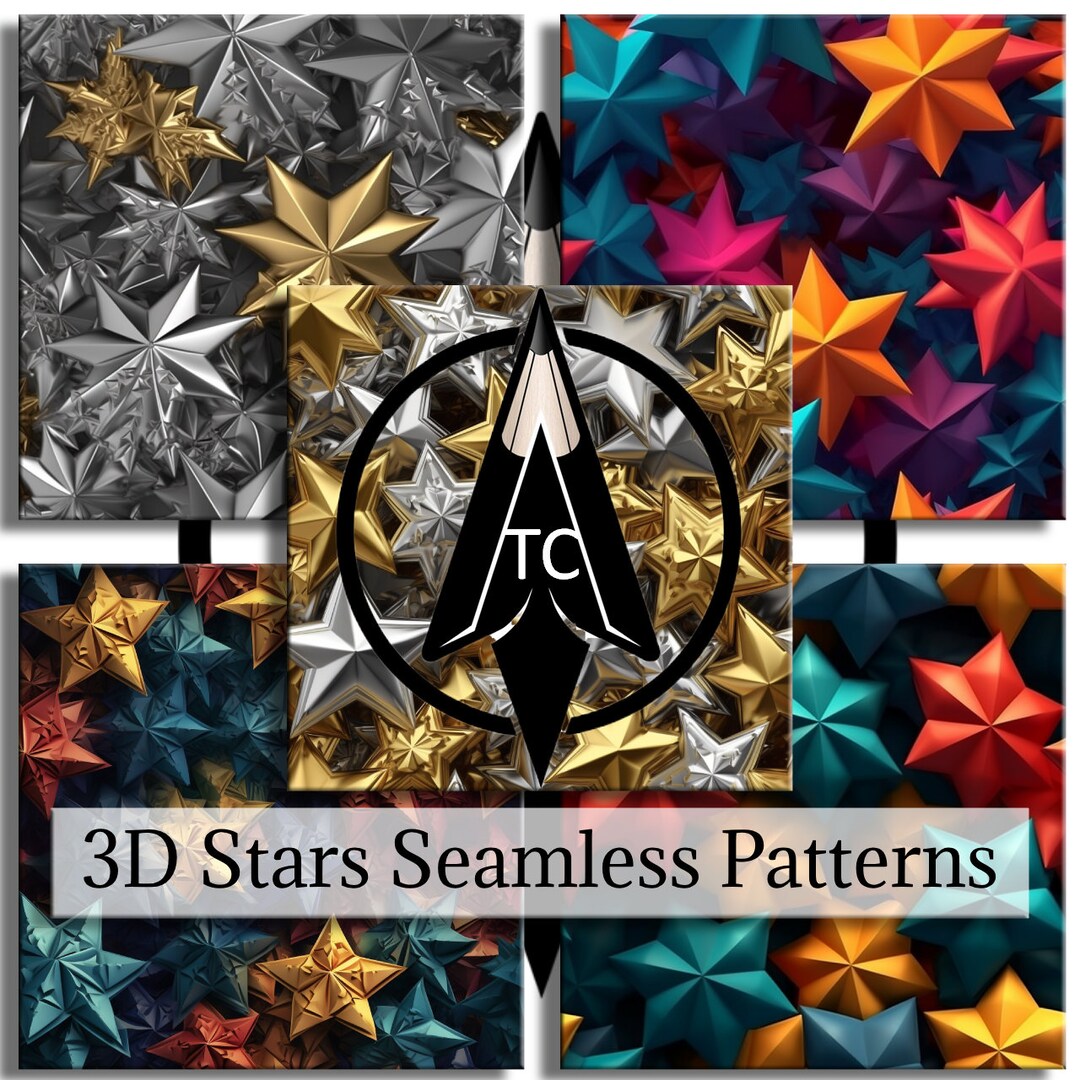 3D Seamless Patterns, 3D Effect Star Shape Seamless Patterns, Floral ...