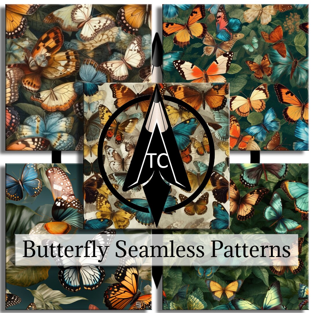 Butterfly Seamless Patterns: Colorful Insect Repeat Designs (digital ...