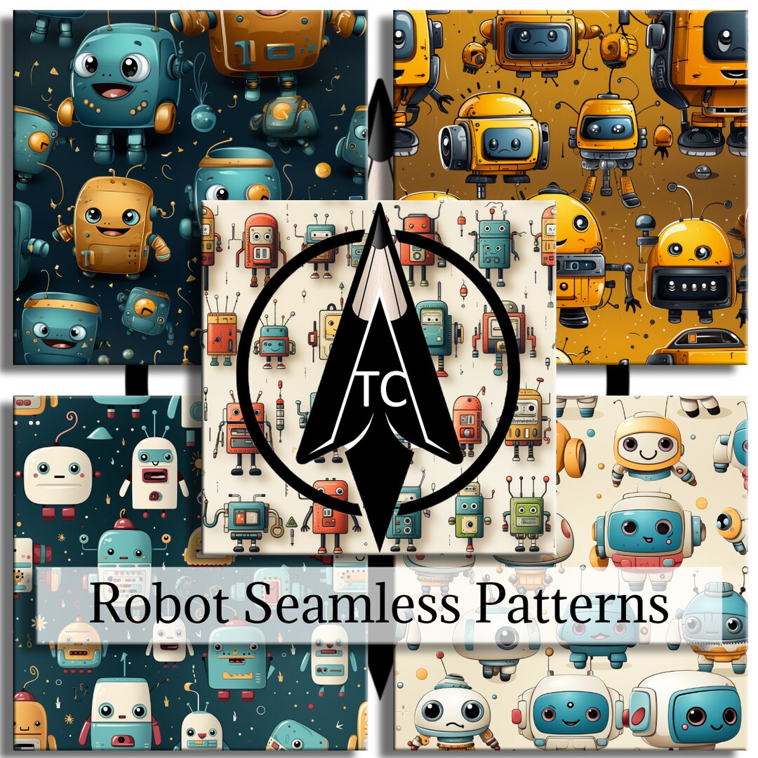 Seamless Patterns, Robot Seamless Patterns, Nursery Repeat Patterns ...