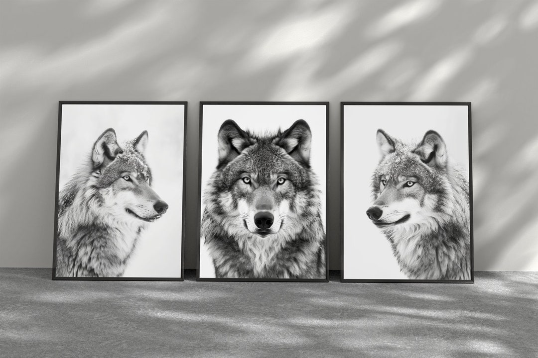 Black and White Animal Prints Wolf Prints Minimalistic Wall Art Arctic ...
