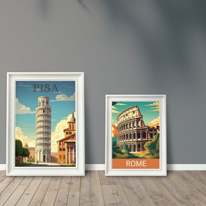 Italy Travel Prints Vintage Travel Posters of Rome Naples Pisa Set of 3 ...