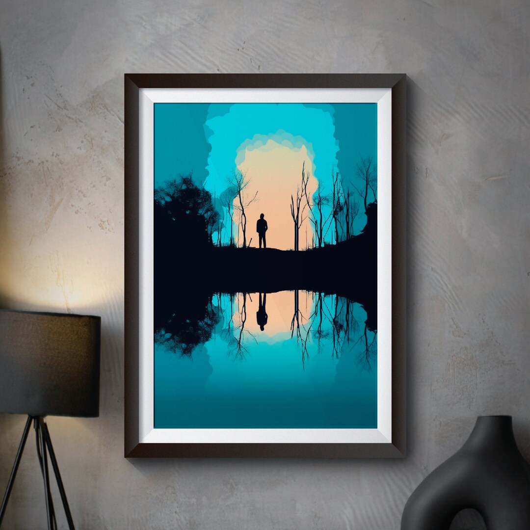 Landscape Print, Water Reflection Print, Digital Landscape Wall Art ...