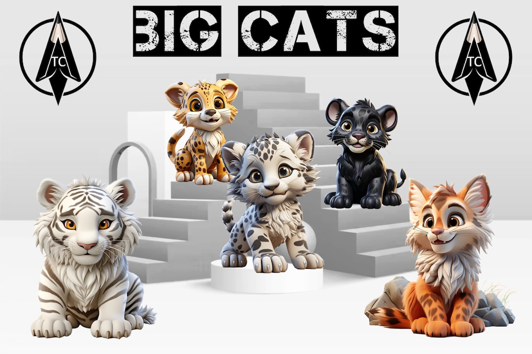 Clip Art, Big Cats, Animal Clip Art, 3D, No Background, PNG, Commercial ...
