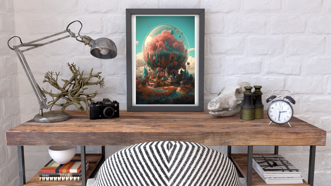 Surrealism Digital Print, Surreal Village Print, Surrealist Print ...