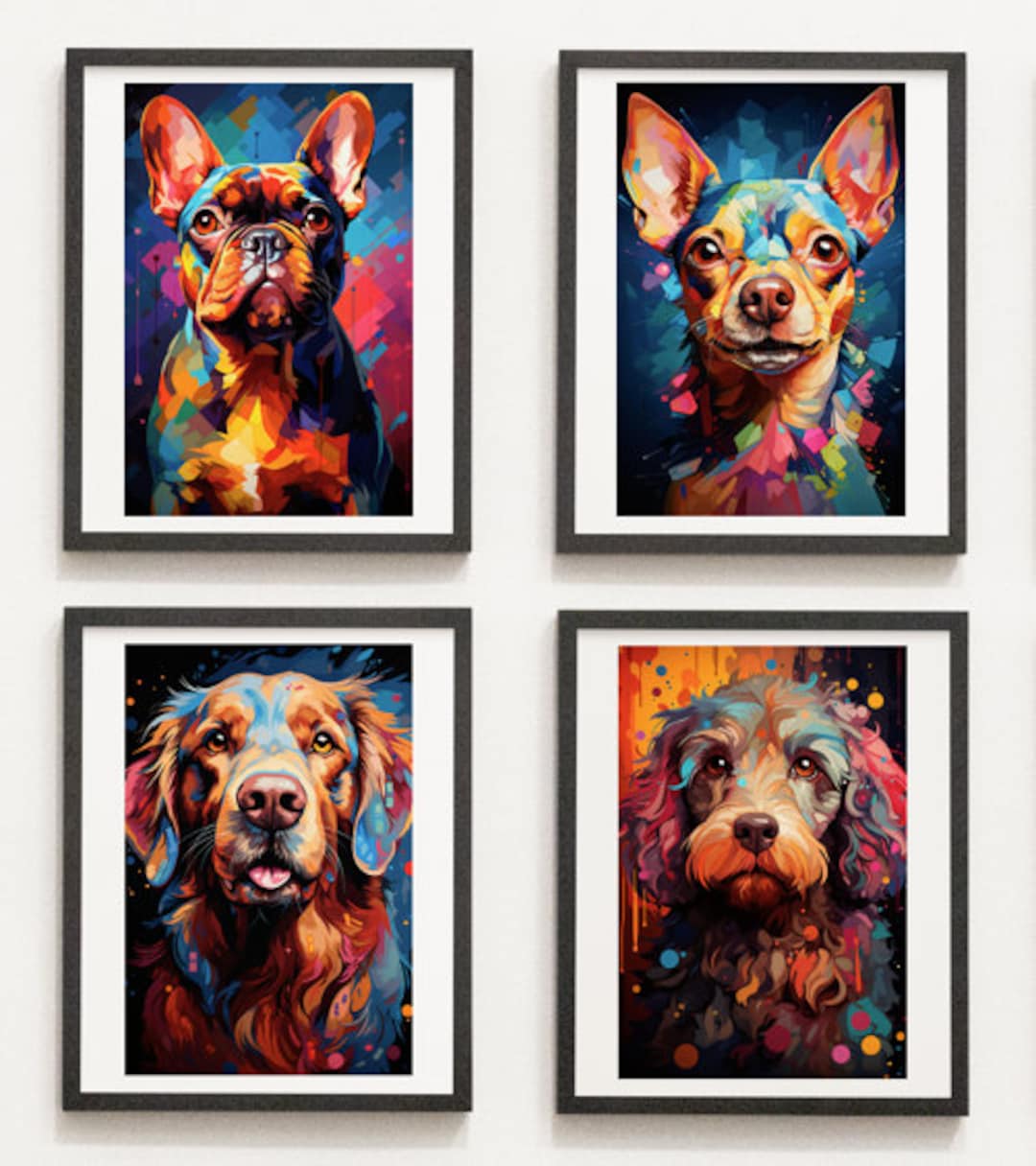 Pop Art Digital Print, Dog Bundle Prints, Dog Prints X4, Digital ...