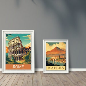 Italy Travel Prints Vintage Travel Posters of Rome Naples Pisa Set of 3 ...