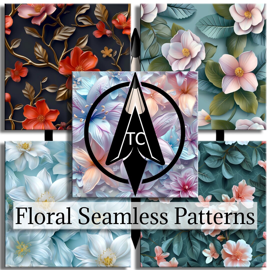 3D Floral Seamless Patterns: Digital Repeat Designs (digital Download ...