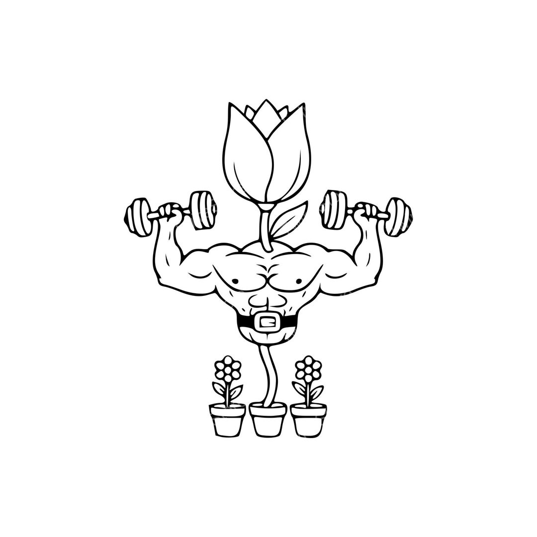 Muscle Flower Silhouette SVG PNG JPG | Fitness Art for T-shirts - Etsy