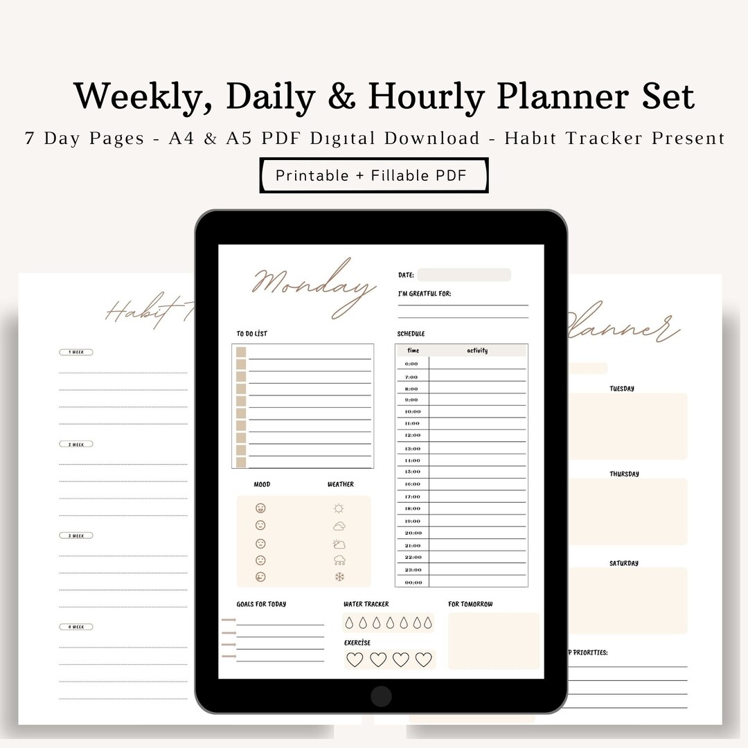 Weekly Printable Planner 7 Day Planner Printable Study - Etsy