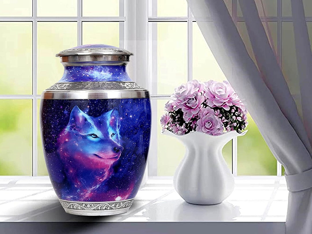 Cosmic Galaxy Wolf Cremation Large Urn for Human Ashes Adult Funeral ...