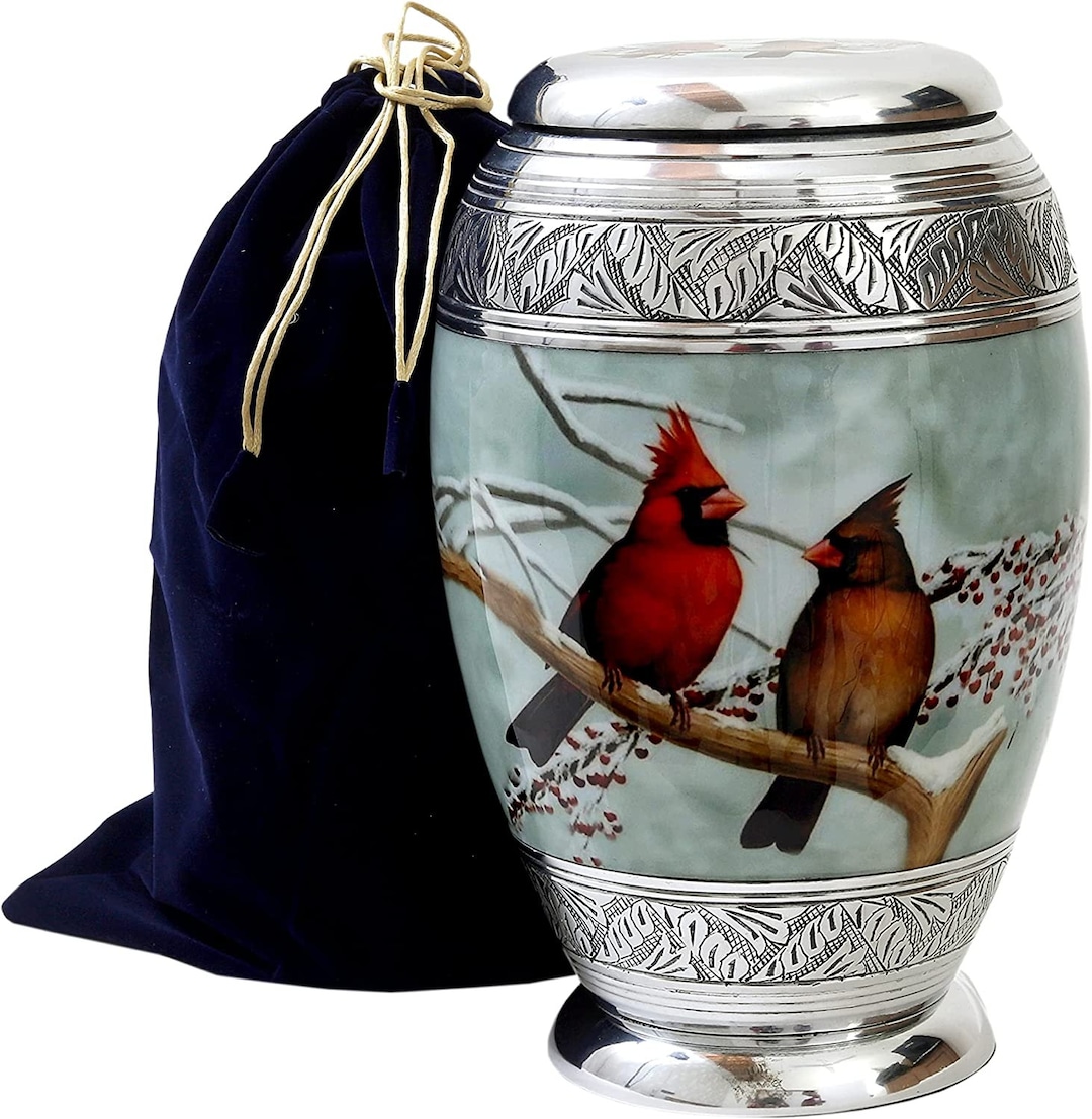 Beautiful Cardinal Couple Bird Cremation Large Urn for Human Ashes ...