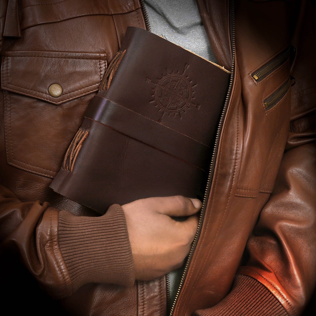 Leather Diary Compass Leather Journal 8x6 Handmade Leather Notebook ...