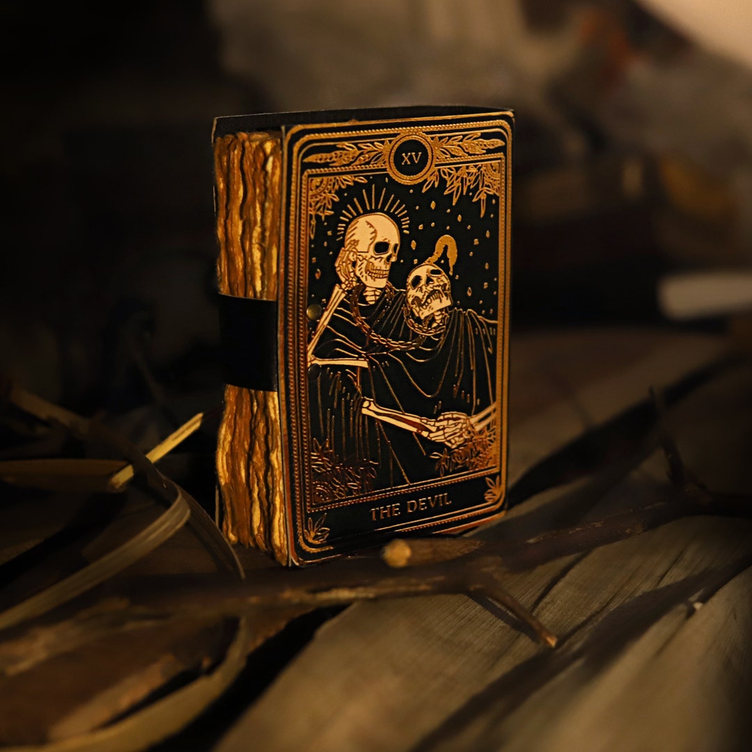 Handmade Leather Journal Deckle Edge Paper Grimoire Printed Journal the ...