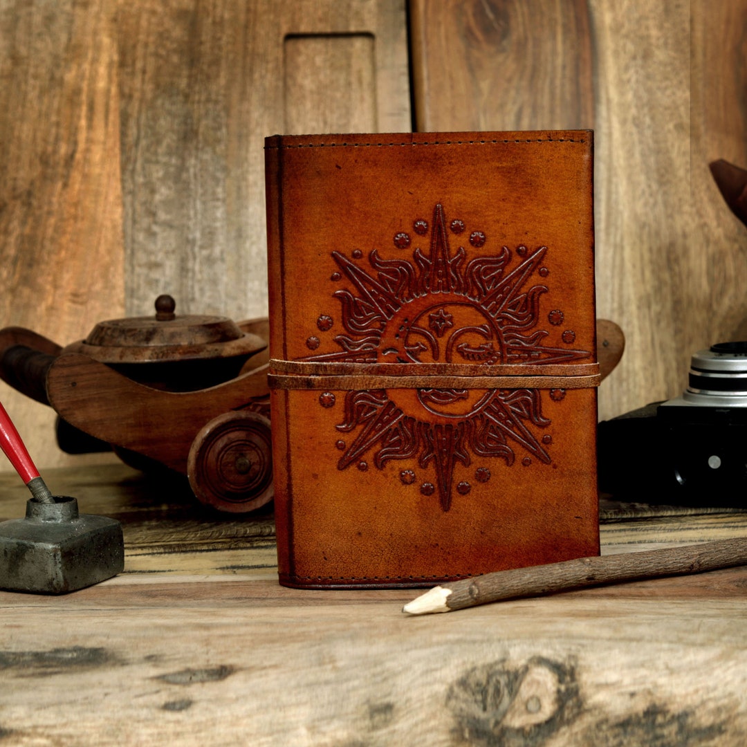Handmade Leather Journal Sun Journal Sketchbook Writing Notebook Office ...