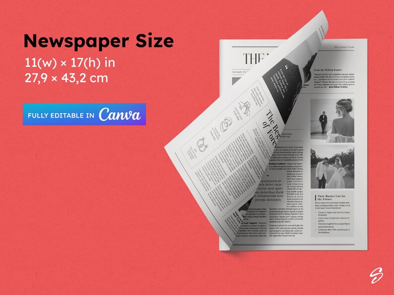 Editable Wedding Newspaper Program | Canva Template (digital Download ...