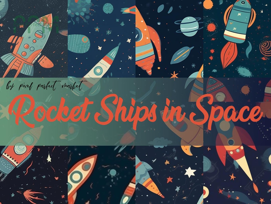 Space Rockets Digital Seamless Space Seamless Pattern Instant Download ...